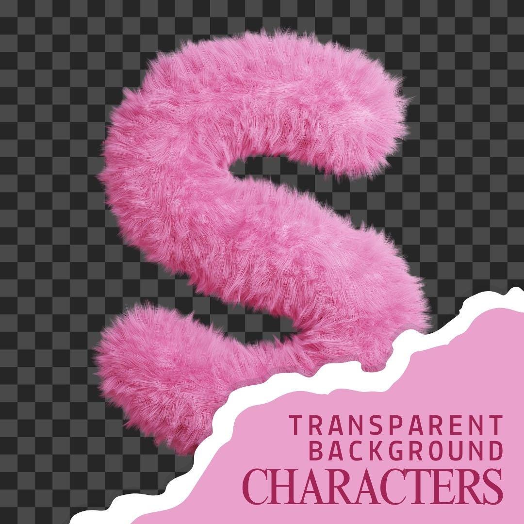 3D Pink Fluffy Font Furry Alphabet Fuzzy PNG Faux Fur Letters Numbers ...