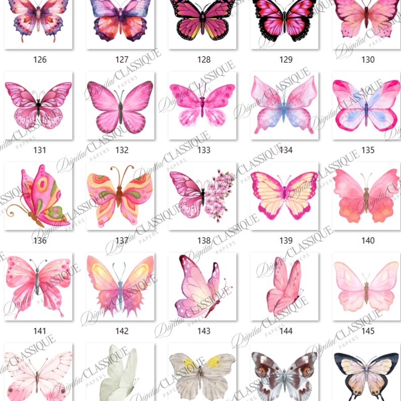 150 Butterfly Clipart Watercolor Digital Collage PNG Bundle ...