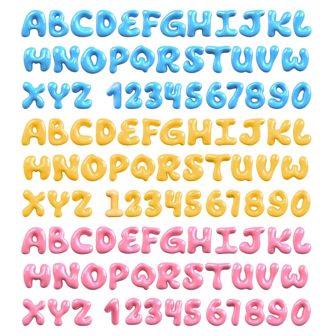 3D Bubbly Letters Clipart PNG Bundle Shiny Bubble Font Alphabet Bubble ...