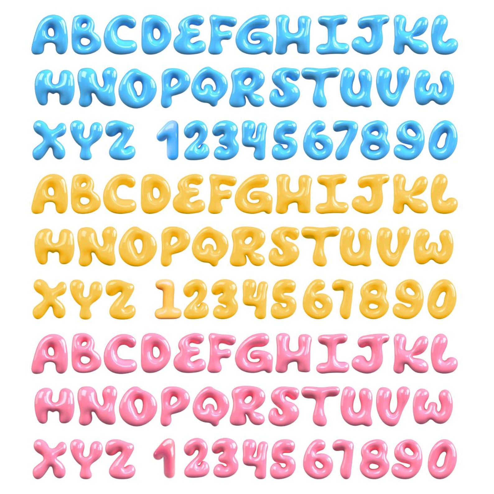3D Bubbly Letters Clipart PNG Bundle Shiny Bubble Font Alphabet Bubble ...