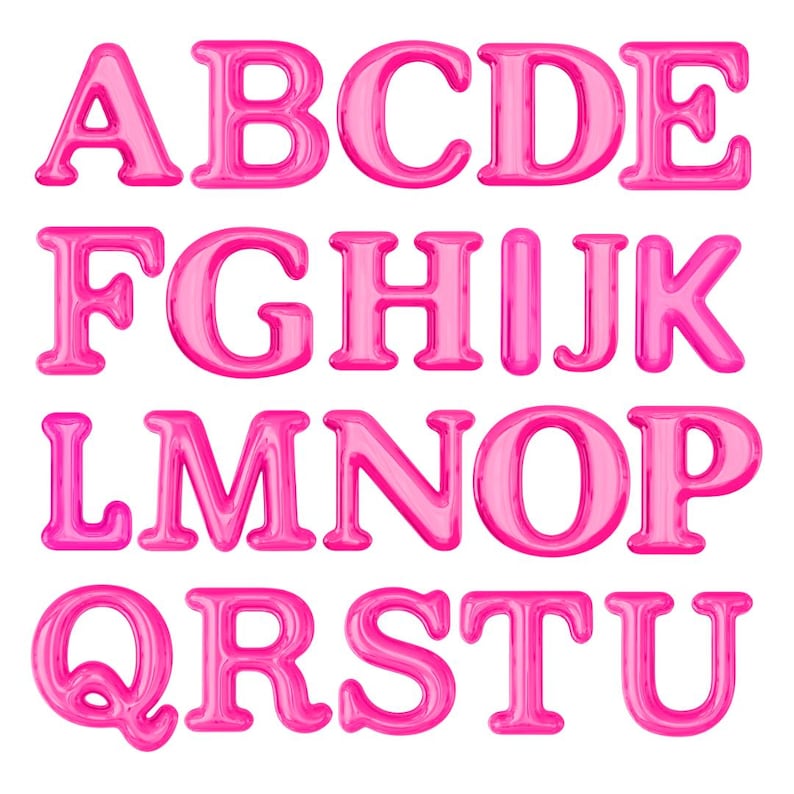 3D Pink Bubbly Alphabet Letters Elegant Pink Clipart PNG Bundle Doodle ...