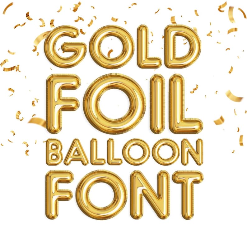 Gold Foil Balloon Alphabet Clipart Uppercase Lowercase 3D PNG Letters W ...