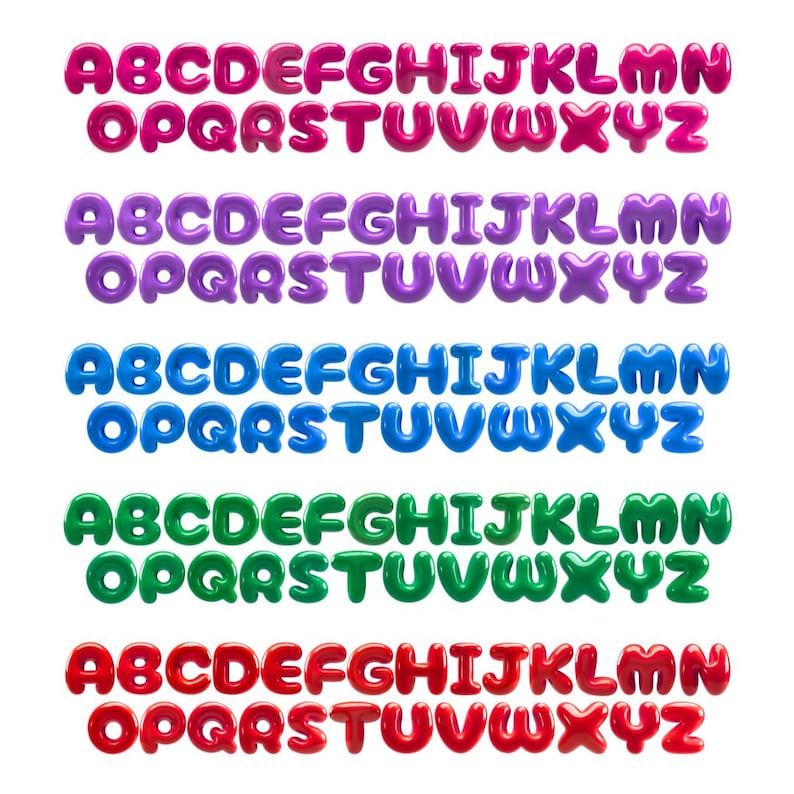 A-Z Glossy Blob Bubble Alphabet Set Only 3D Letters Colors Bundle Pink ...