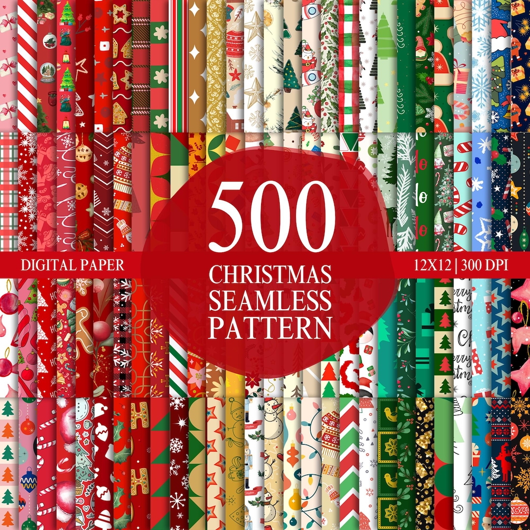 500 Christmas Digital Paper Mega Bundle Holiday Winter Seamless Pattern ...