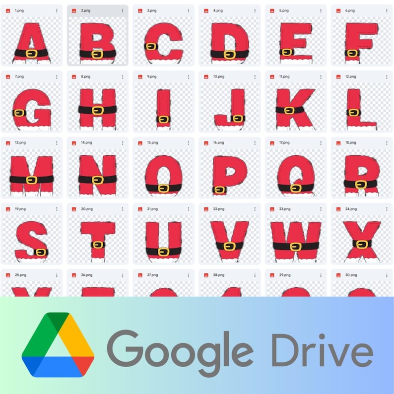 Merry Christmas Alphabet Santa PNG Holiday Xmas Bundle Alphabet Letters ...
