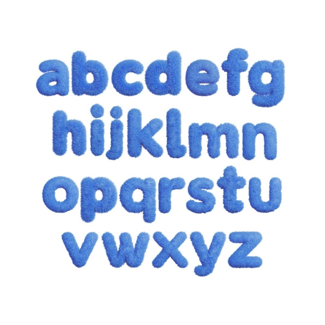 3D Blue Fluffy Font Furry Alphabet Fuzzy PNG Faux Fur Letters Numbers ...