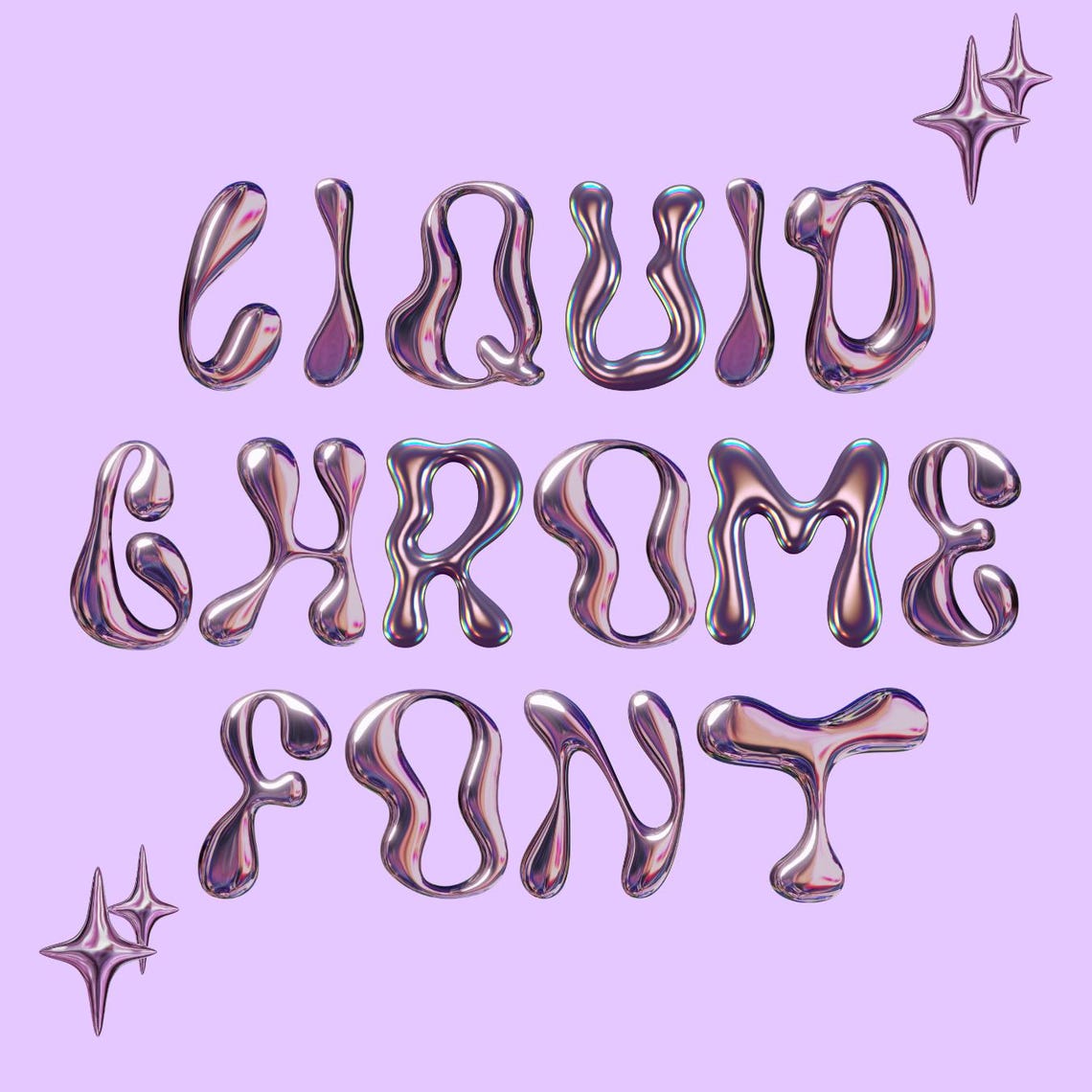 3D Wubbly Bubbly Liquid Chrome Font Clipart PNG Letter Bundle Set ...