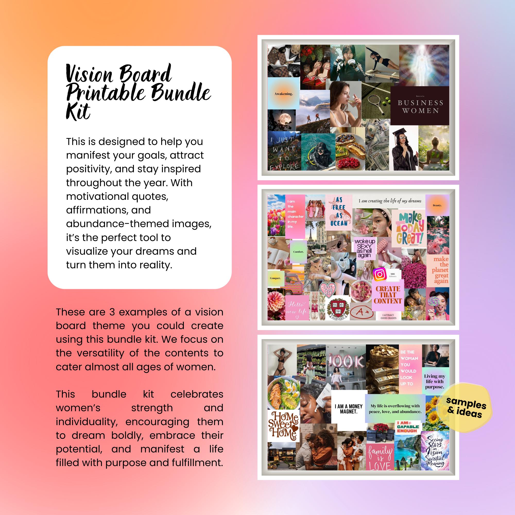 2026 Vision Board Printable Bundle Kit Manifest Happiness Inspiring ...
