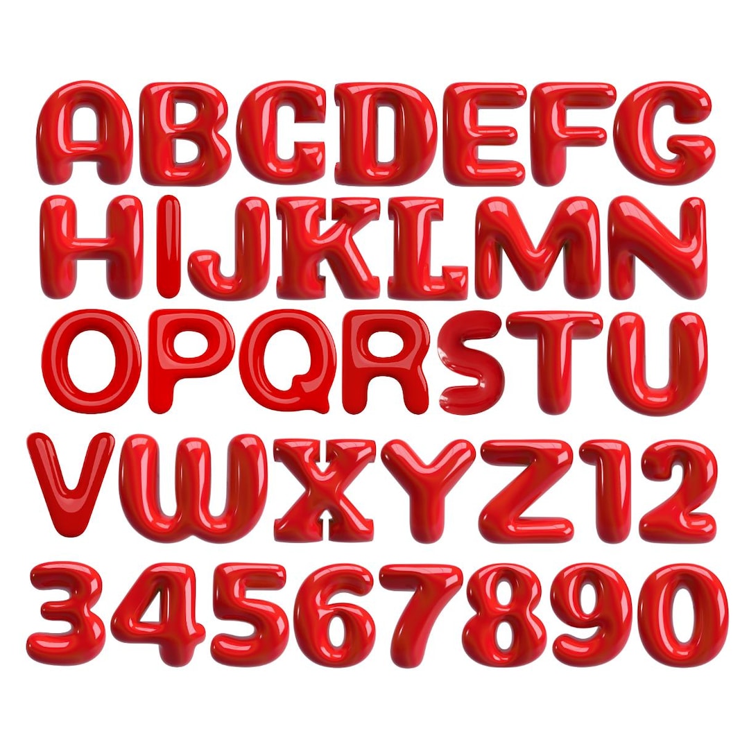 Assorted Red 3D Bubbly Balloon Letters Clipart PNG Alphabet Bundle ...