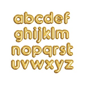 Gold Foil Balloon Alphabet Clipart Uppercase Lowercase 3D PNG Letters W ...