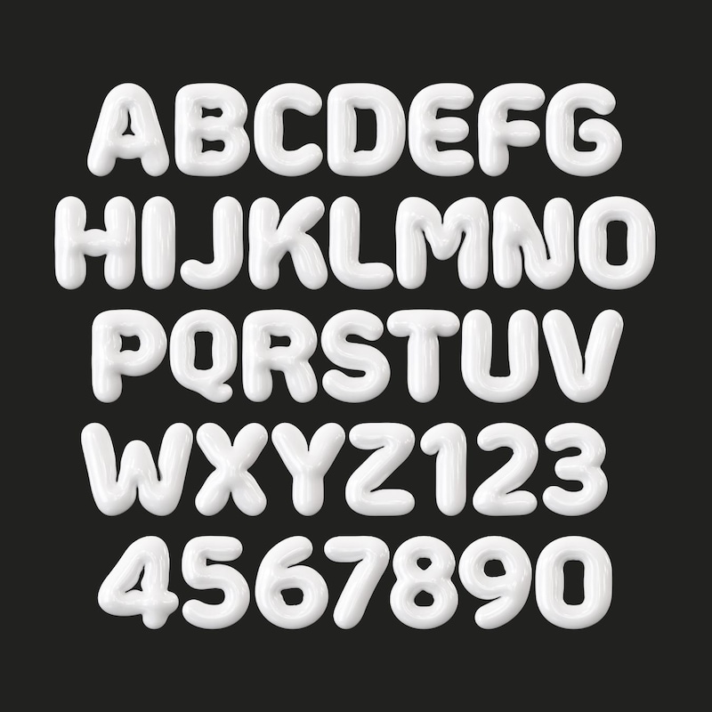 White Puff Letters Png - Etsy