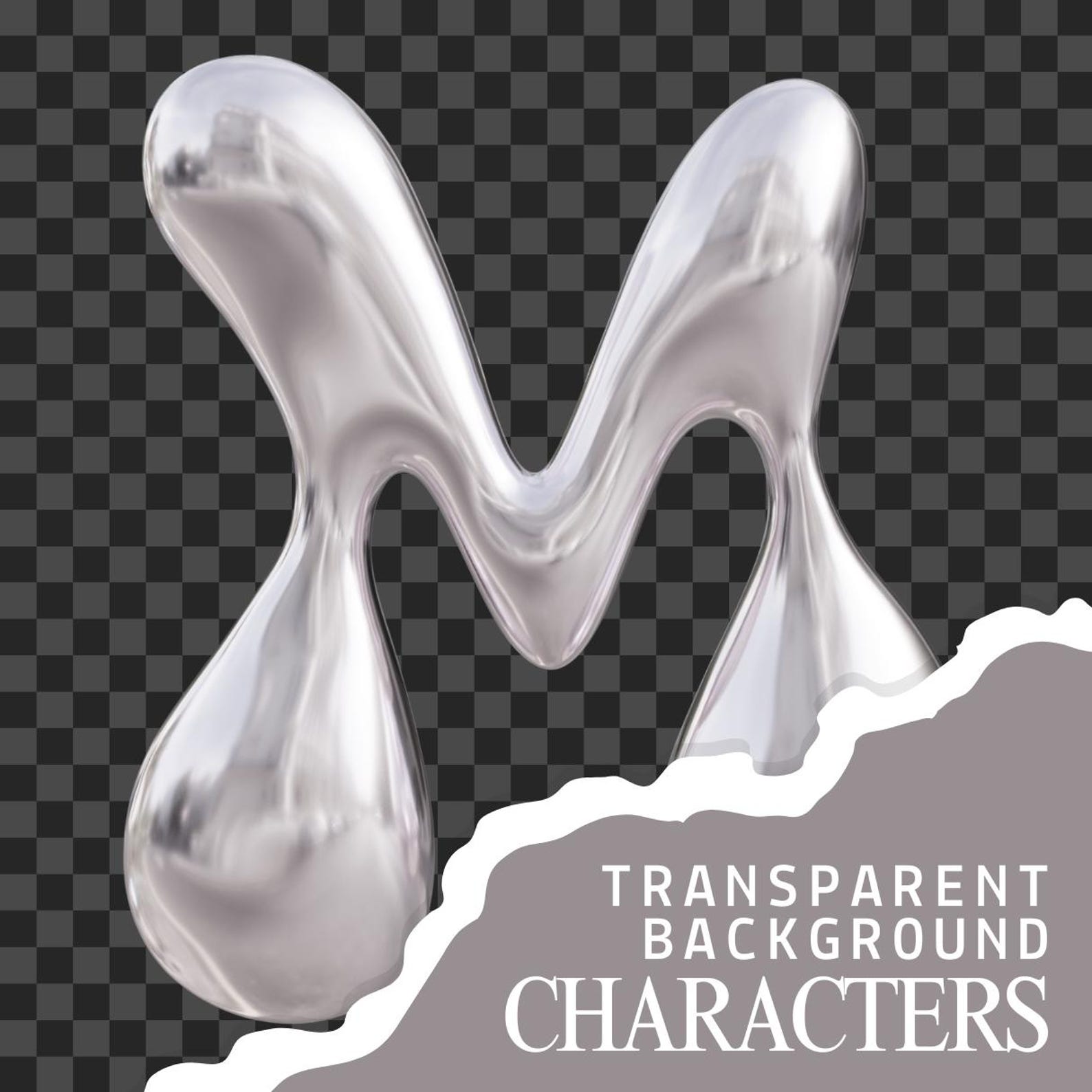 3D Liquid Silver Chrome Bubbly Letters Clipart PNG Digital Doodle Font ...