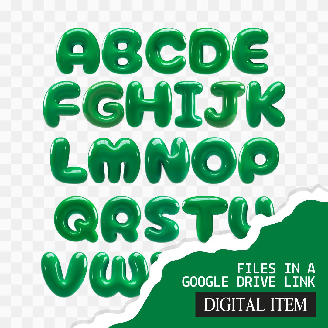 A-Z Glossy Blob Bubble Alphabet Set Only 3D Letters Colors Bundle Pink ...