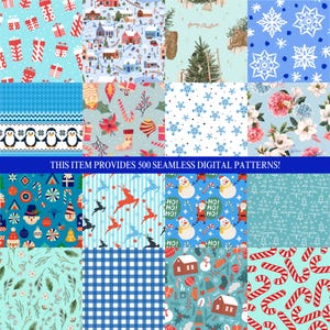 500 Christmas Digital Paper Mega Bundle Holiday Winter Seamless Pattern ...