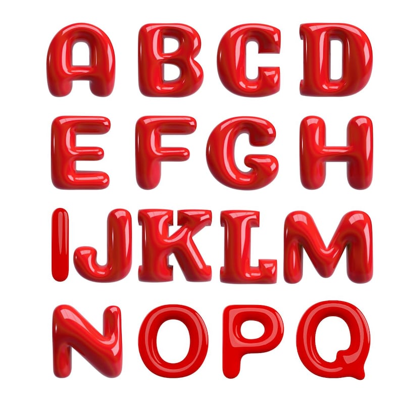 Assorted Red 3D Bubbly Balloon Letters Clipart PNG Alphabet Bundle ...