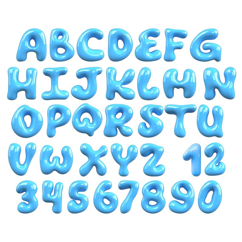 3D Bubbly Letters Clipart PNG Bundle Shiny Bubble Font Alphabet Bubble ...