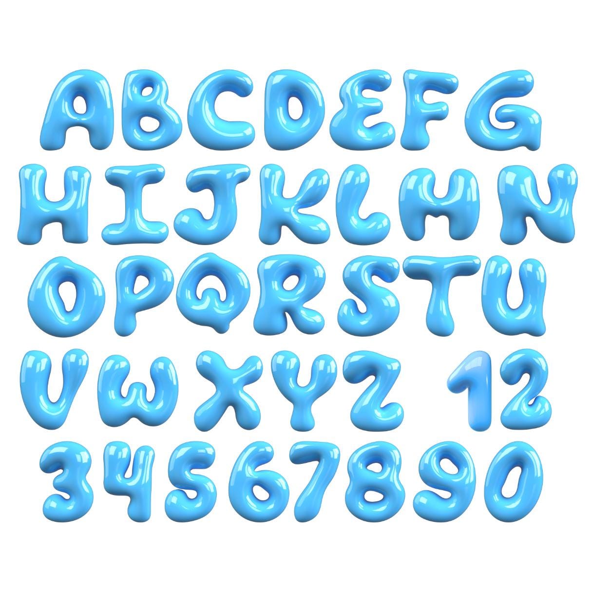 3D Bubbly Letters Clipart PNG Bundle Shiny Bubble Font Alphabet Bubble ...