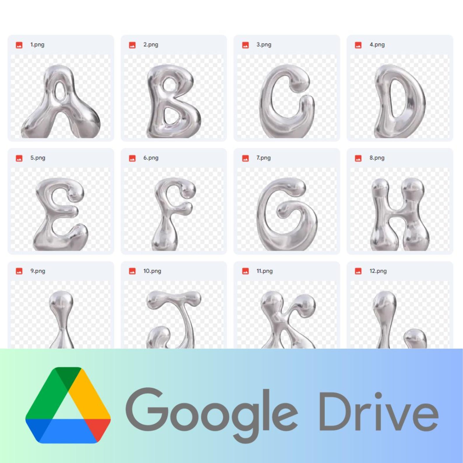 3D Liquid Silver Chrome Bubbly Letters Clipart PNG Digital Doodle Font ...