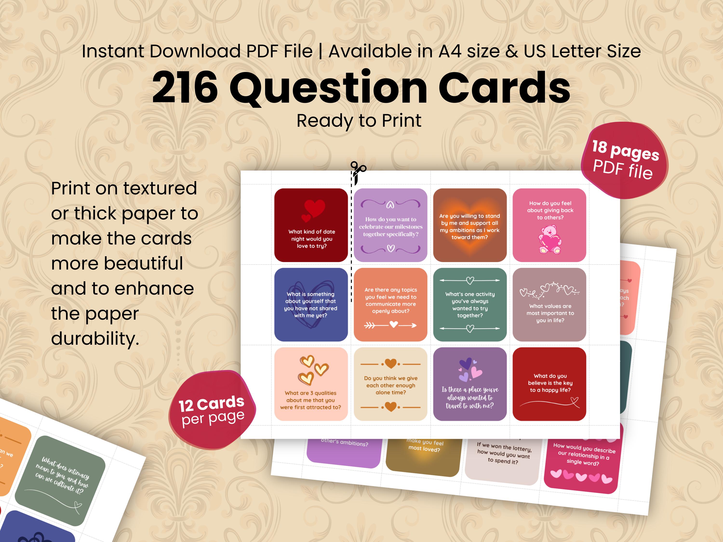 216 Couple Question Cards Conversation Starters Anniversary Gifts Date ...