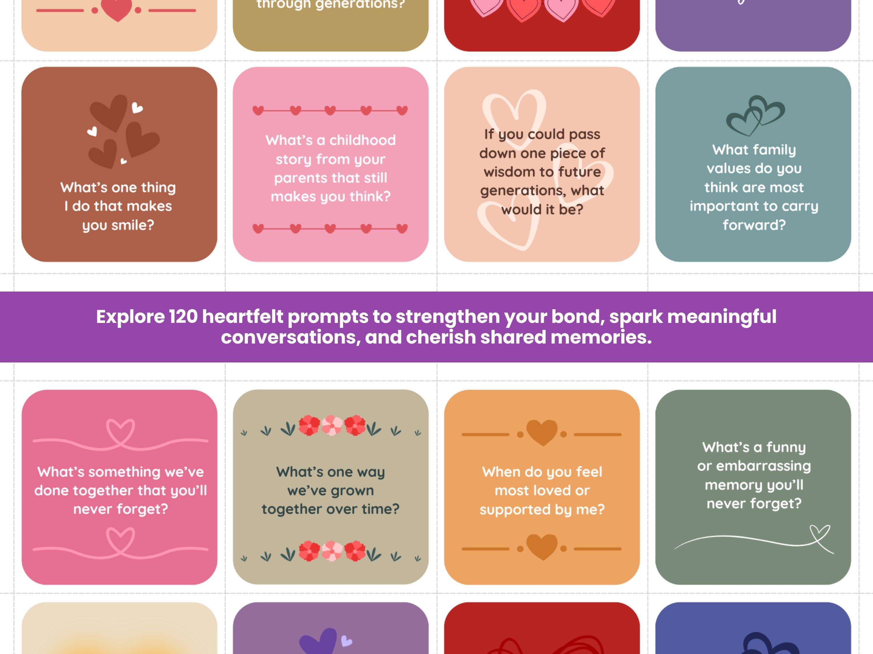 120 Mother & Child Question Cards Conversation Starters Mother’s Day ...
