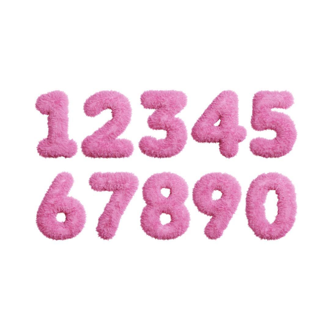 3D Pink Fluffy Font Furry Alphabet Fuzzy PNG Faux Fur Letters Numbers ...