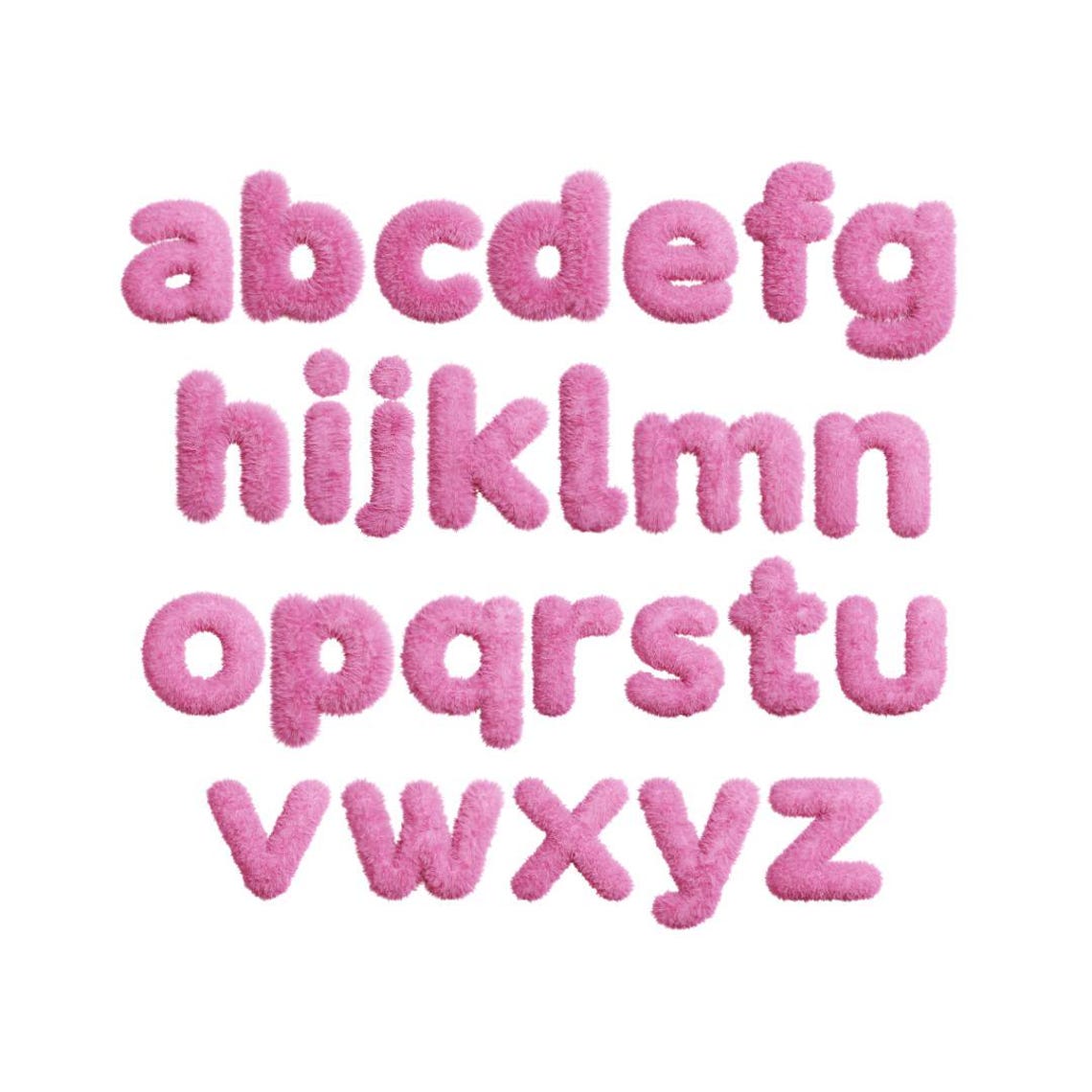 3D Pink Fluffy Font Furry Alphabet Fuzzy PNG Faux Fur Letters Numbers ...