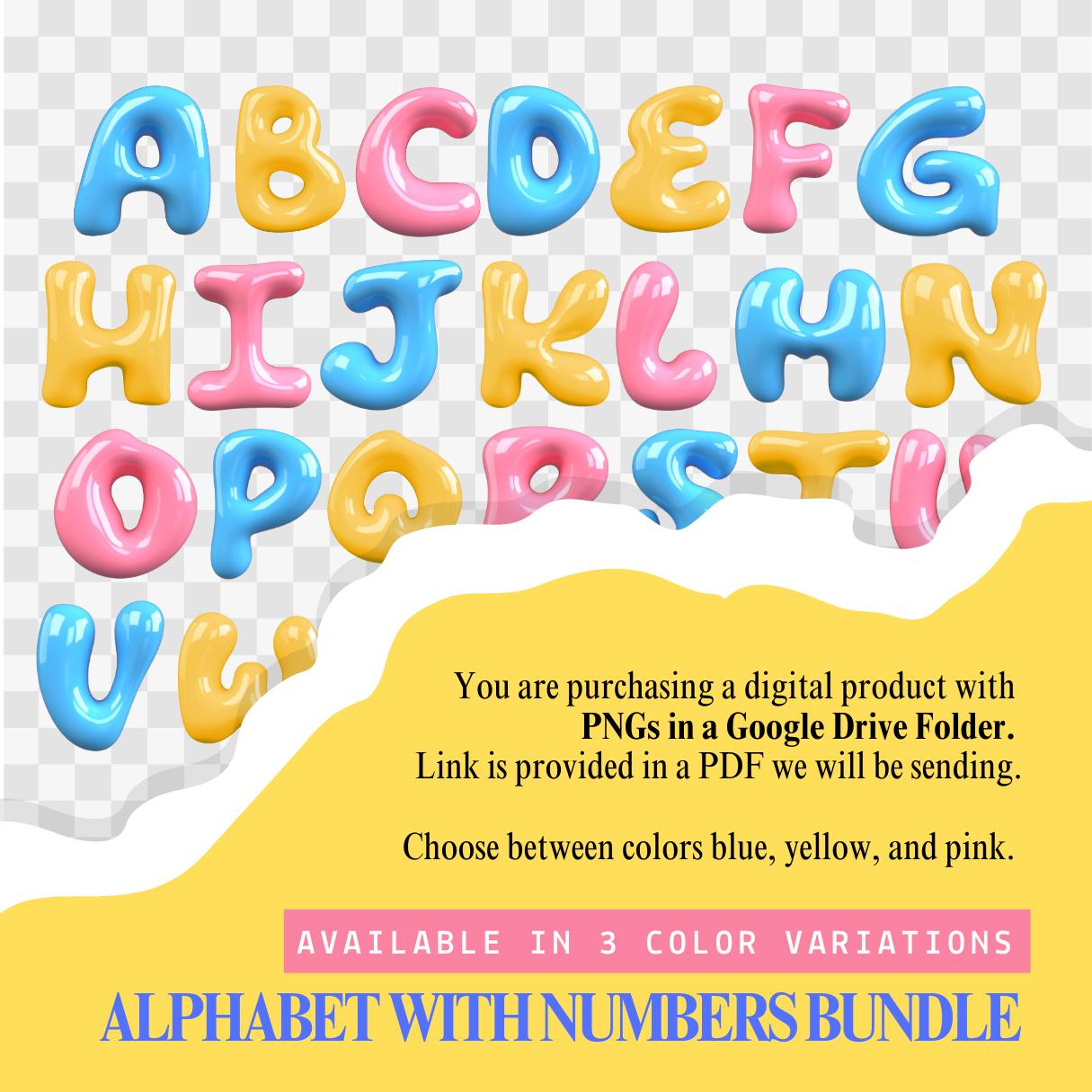 3D Bubbly Letters Clipart PNG Bundle Shiny Bubble Font Alphabet Bubble ...