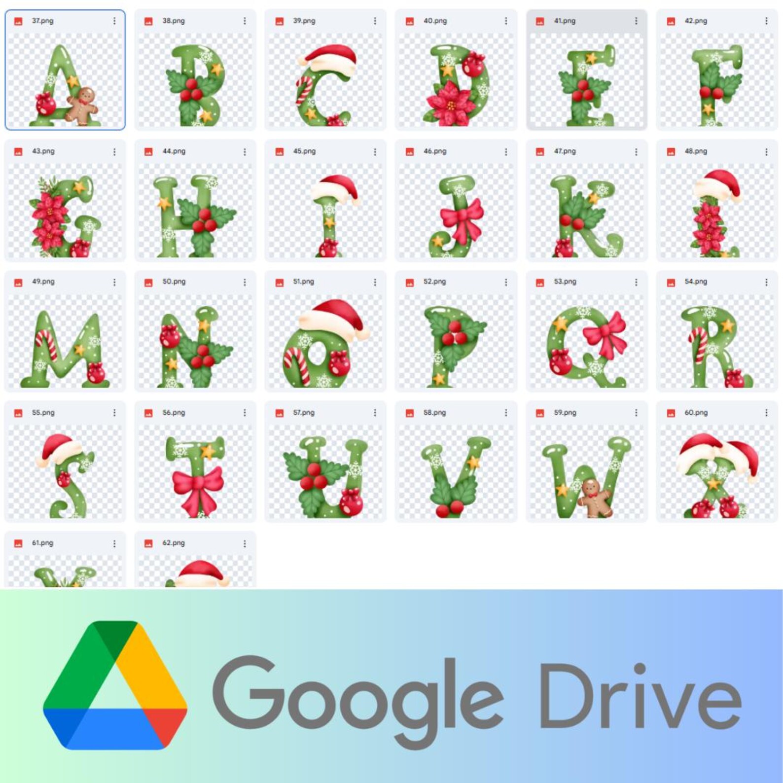Merry Christmas Alphabet Clipart PNG Decorative Santa Xmas Elements ...