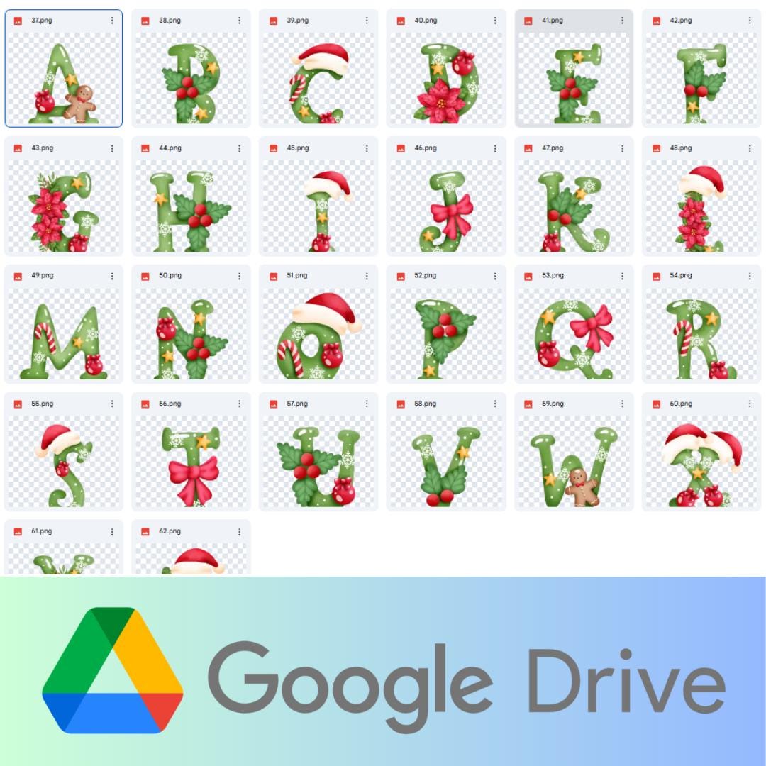 Merry Christmas Alphabet Clipart PNG Decorative Santa Xmas Elements ...