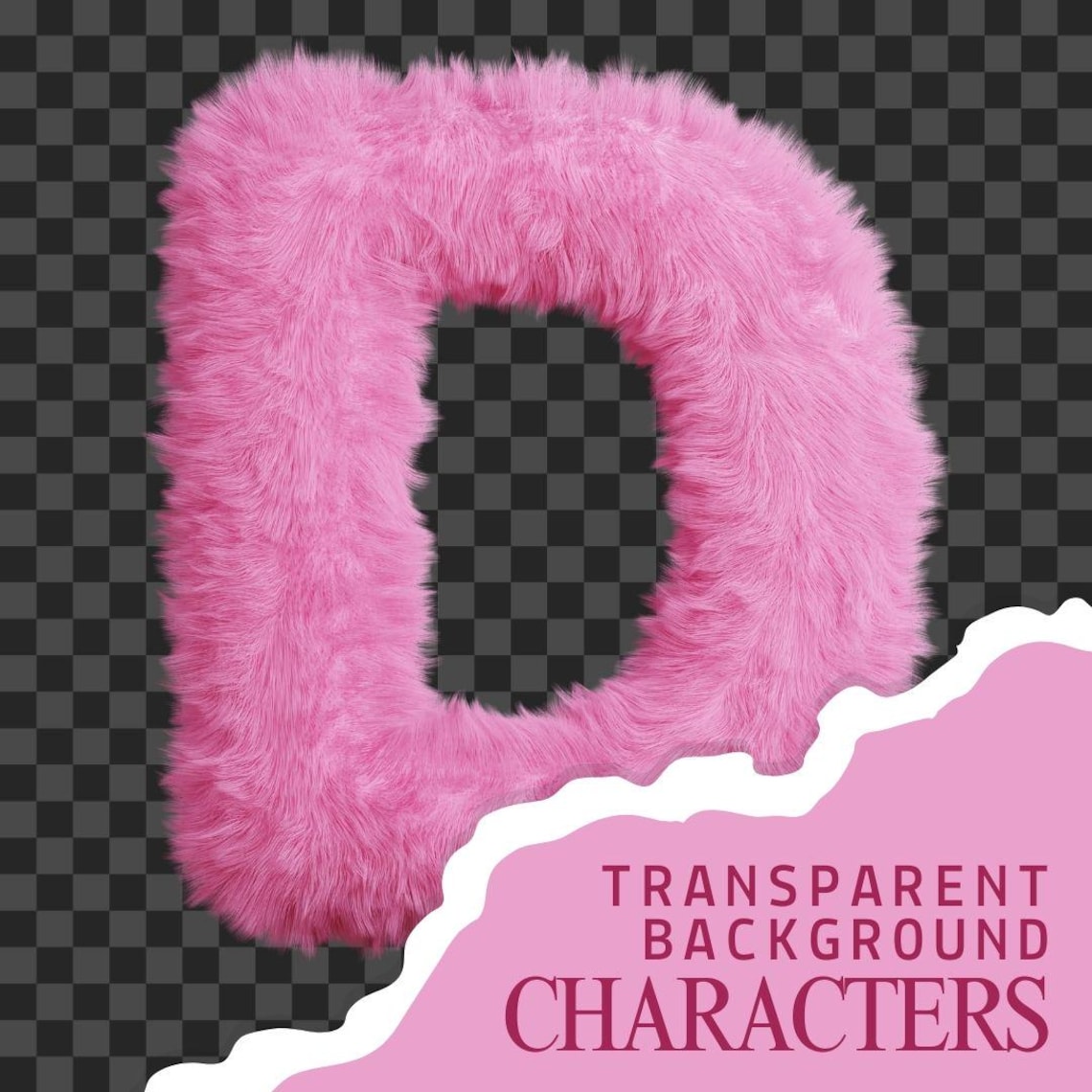 3D Pink Fluffy Font Furry Alphabet Fuzzy PNG Faux Fur Letters Numbers ...