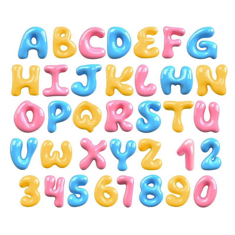 3D Bubbly Letters Clipart PNG Bundle Shiny Bubble Font Alphabet Bubble ...