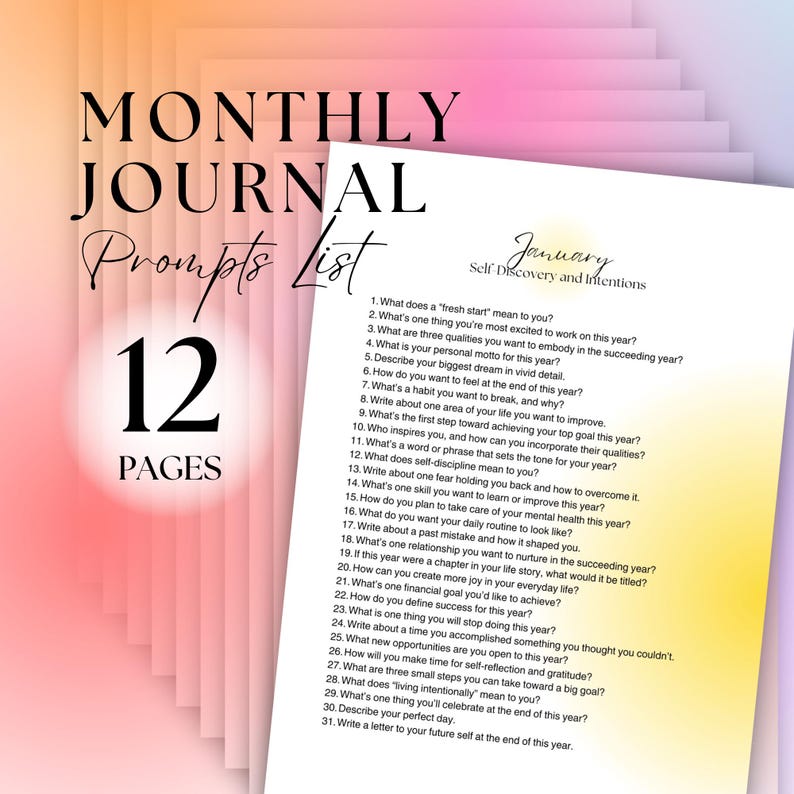 365 Daily Journal Prompts Bundle Digital Printable Mental Health ...