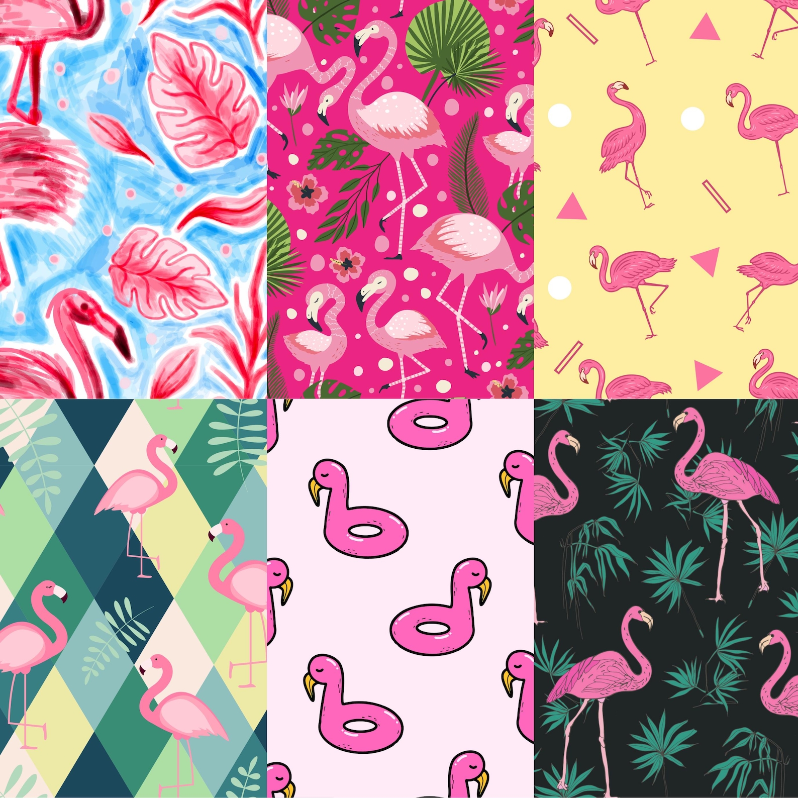 59 Assorted Cool Flamingo Seamless Pattern Scrapbooking Digital Paper ...