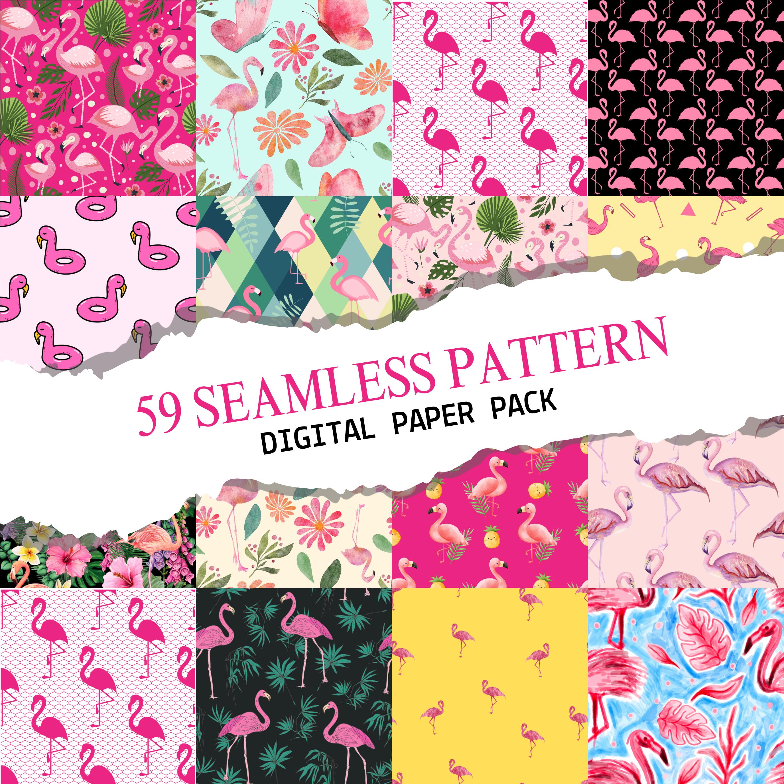 59 Assorted Cool Flamingo Seamless Pattern Scrapbooking Digital Paper ...