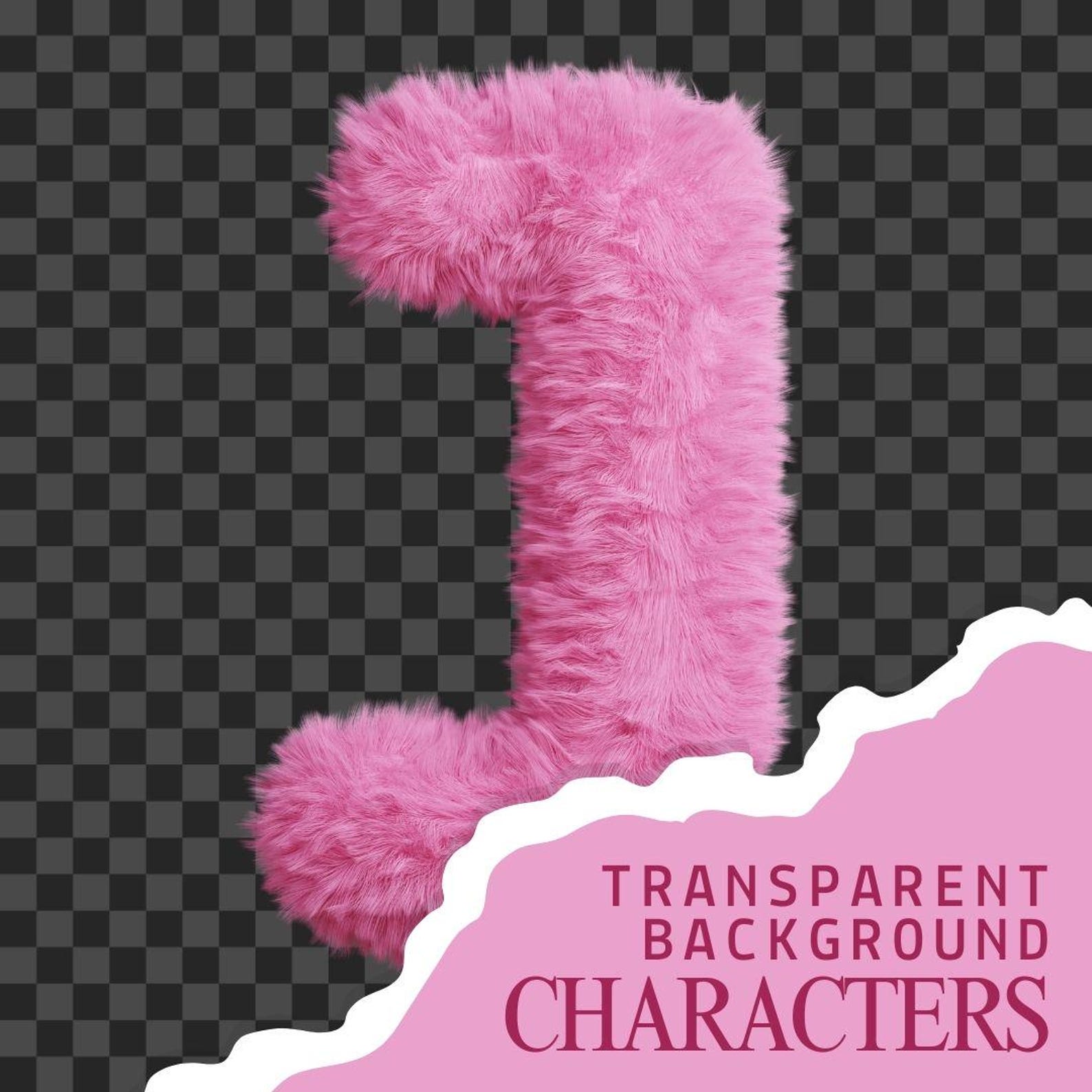 3D Pink Fluffy Font Furry Alphabet Fuzzy PNG Faux Fur Letters Numbers ...