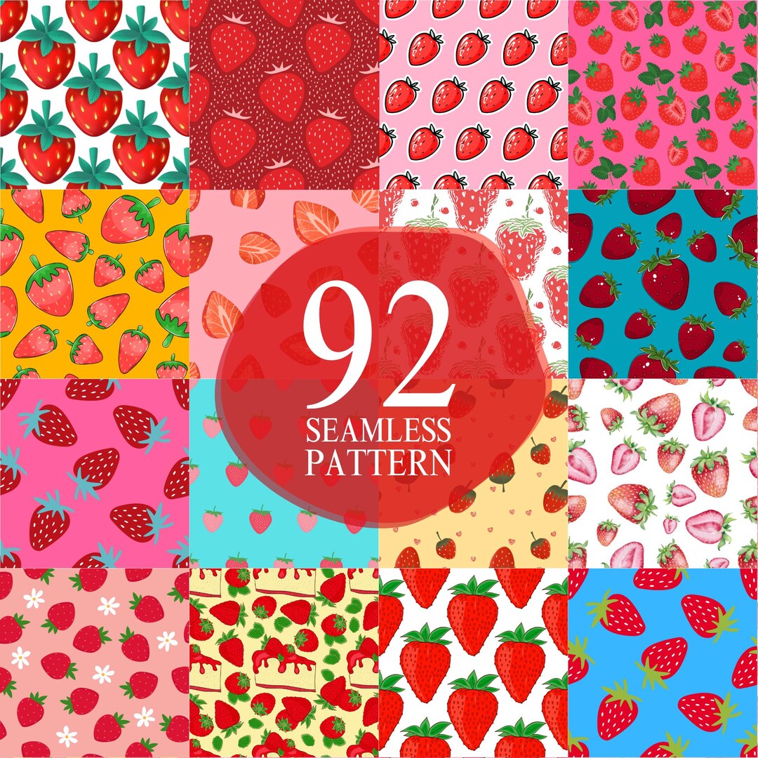 92 Strawberry Digital Papers Seamless Pattern Personal Commercial Use ...