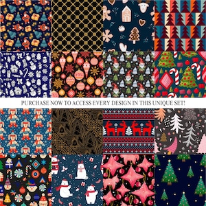 500 Christmas Digital Paper Mega Bundle Holiday Winter Seamless Pattern ...