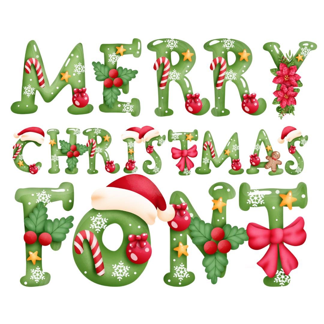 Merry Christmas Alphabet Clipart PNG Decorative Santa Xmas Elements ...