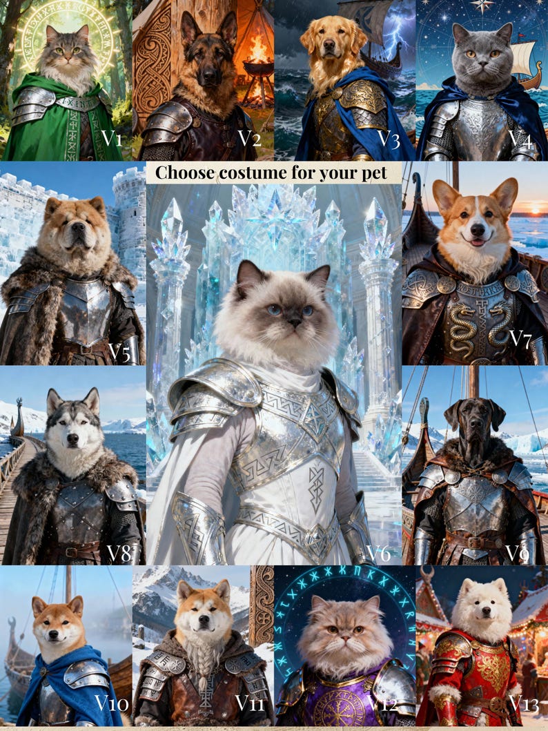 Custom Norse Viking Medieval Pet Portrait: Personalized Canvas Art - Etsy