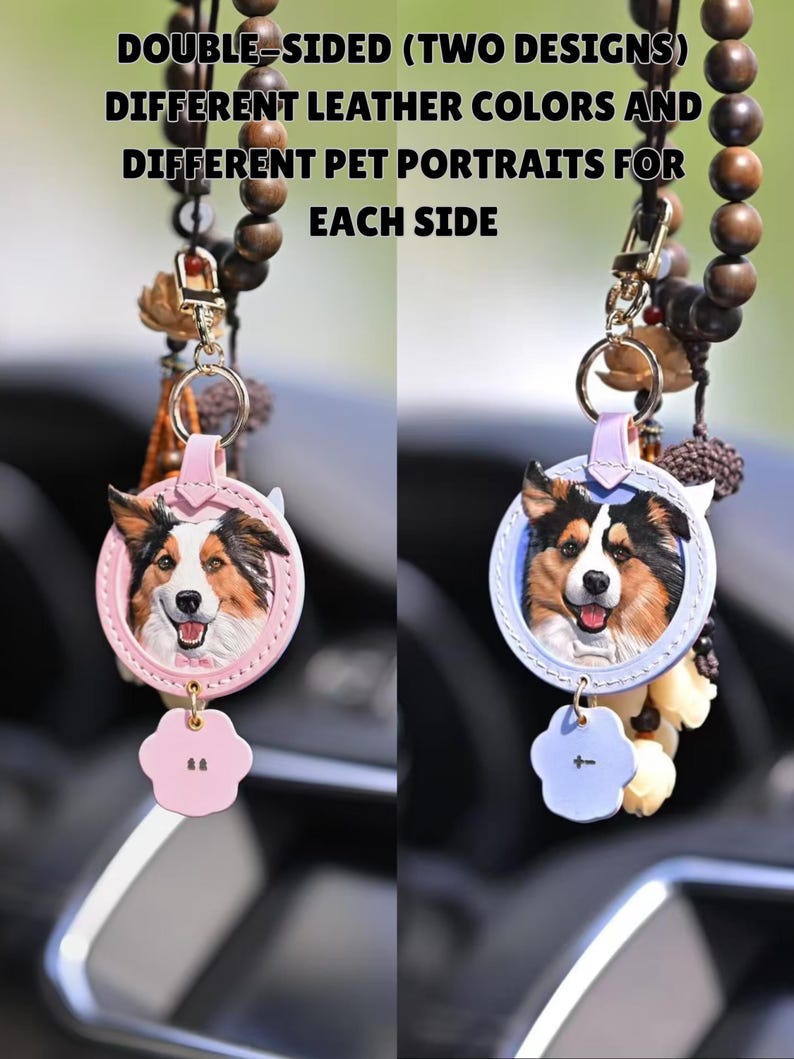 Custom Pet Keychain From Photo, Personalized Leather Keychain, Handmade ...