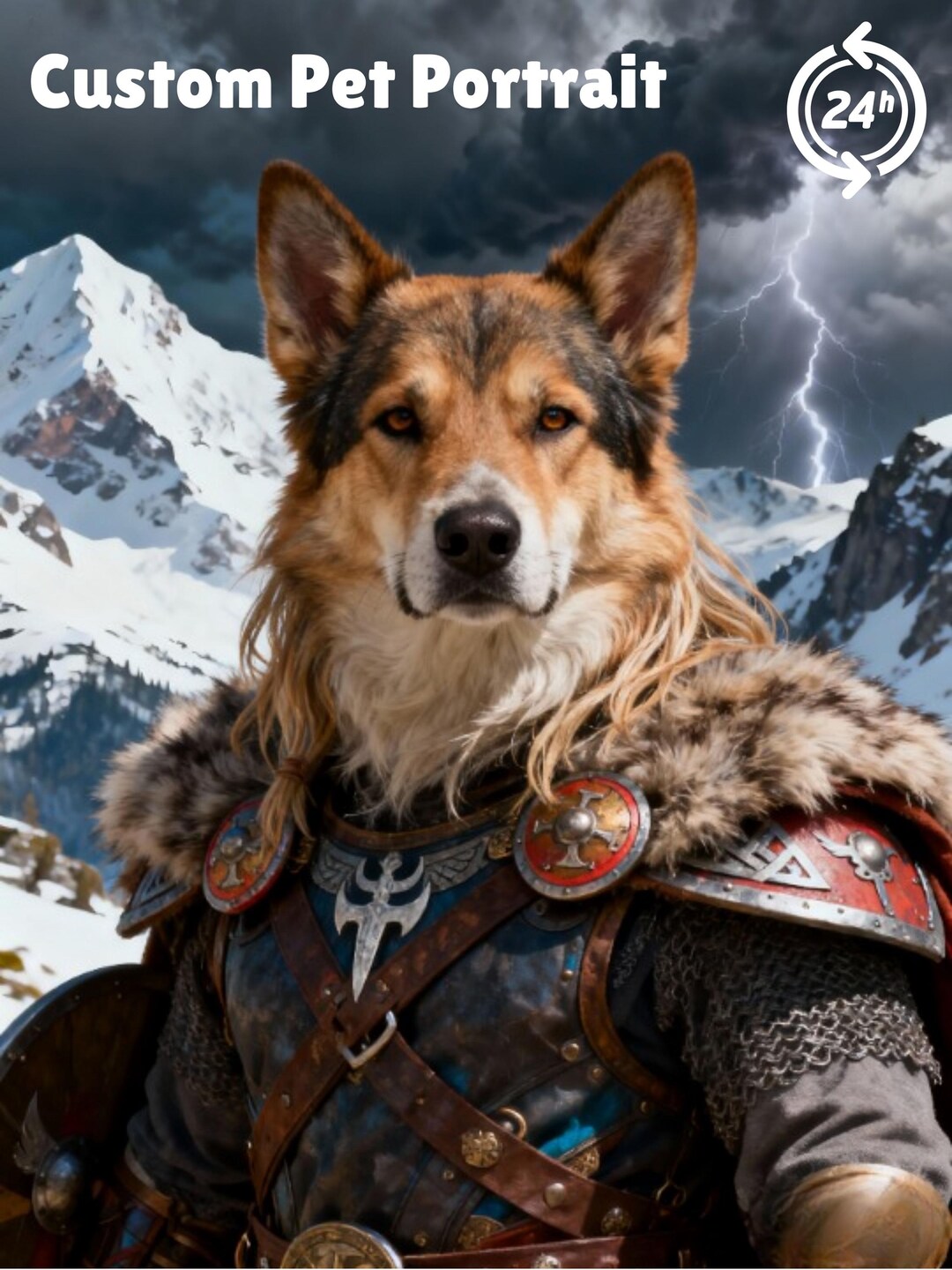 Custom Viking Medieval Pet Portrait, Norse Warrior Dog or Cat Art - Etsy