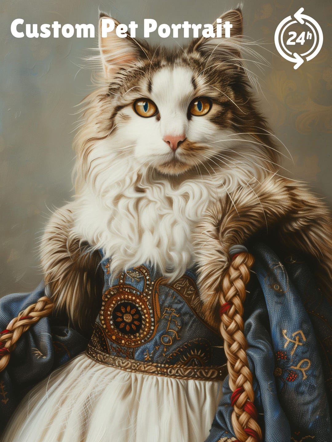 Custom Norse Pet Portrait From Photo, Custom Viking Dog Cat Painting ...