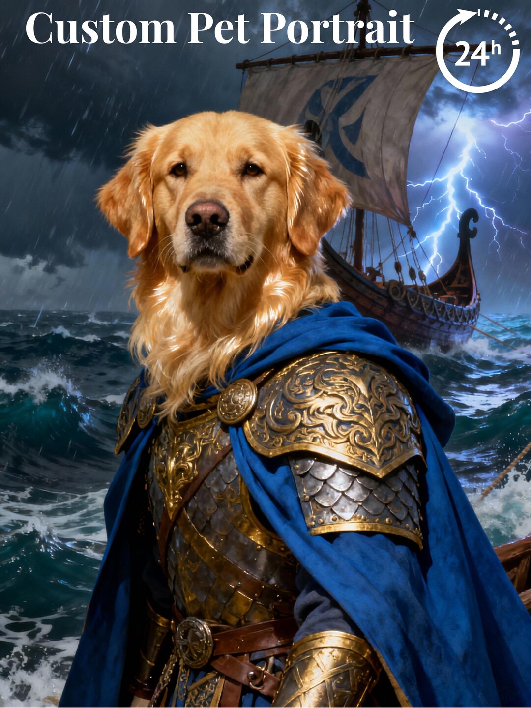 Custom Pet Portrait Viking Warrior: Norse Medieval Dog or Cat ...