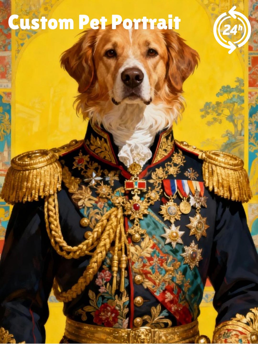 Personalized Pet Portrait From Photo, Custom Military Loyal Uniform Dog ...