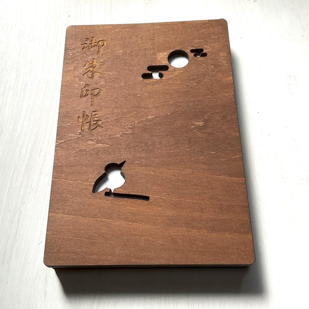 Goshuin Book wood Type / Bird on a Tree Branch/ Goshuincho / Stamp ...