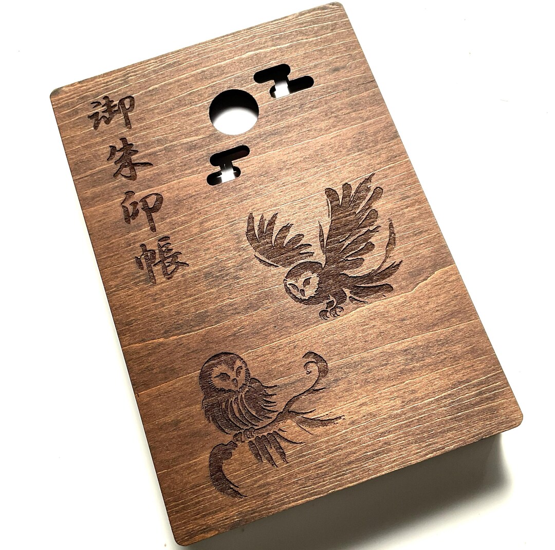 Goshuincho (wood Type)/ Owl / Moon /japanesestyle/stamp Book/stamp ...