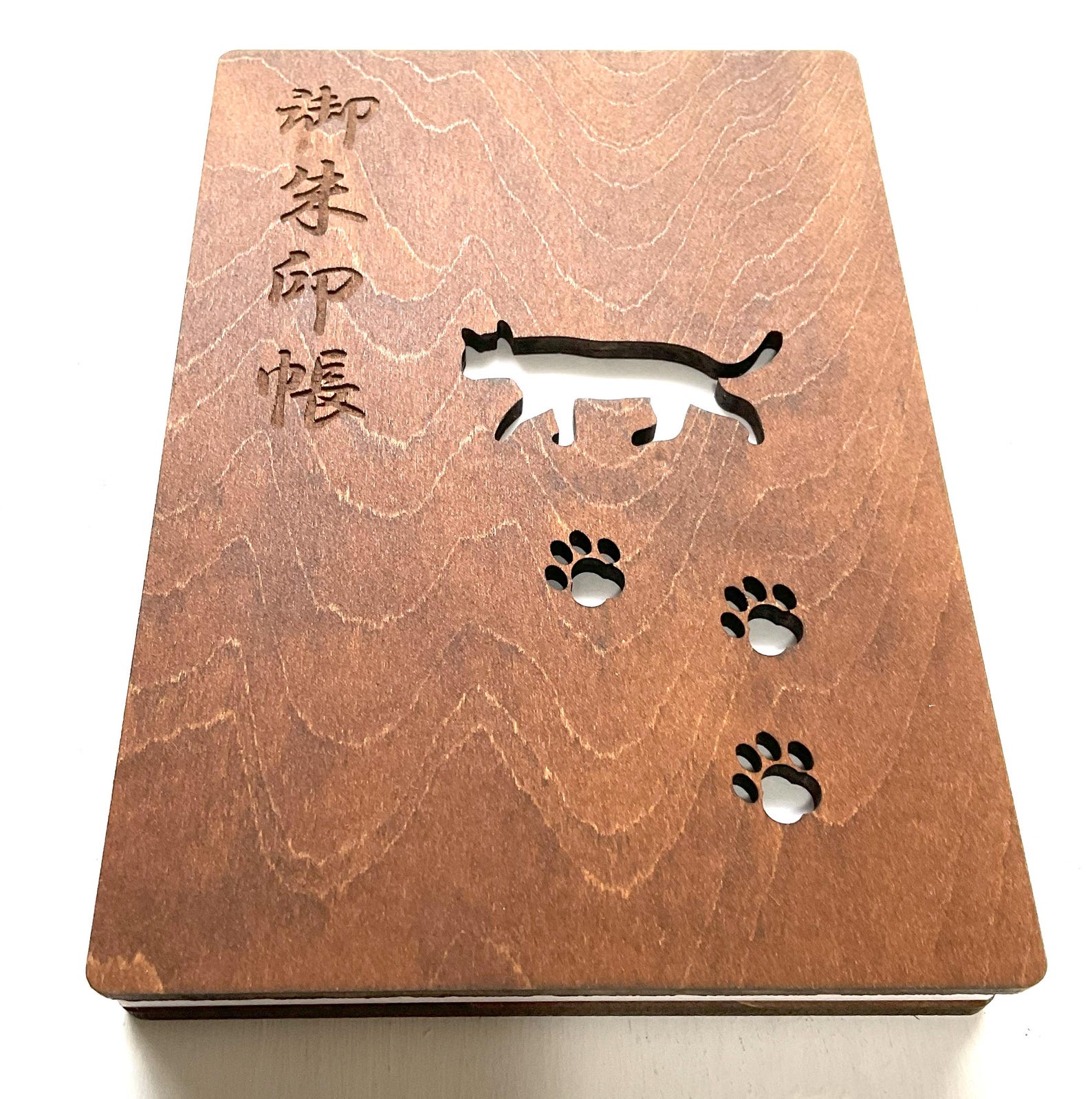 Goshuin Book wood Type /walking Cat / Goshuincho / Stamp Collection ...