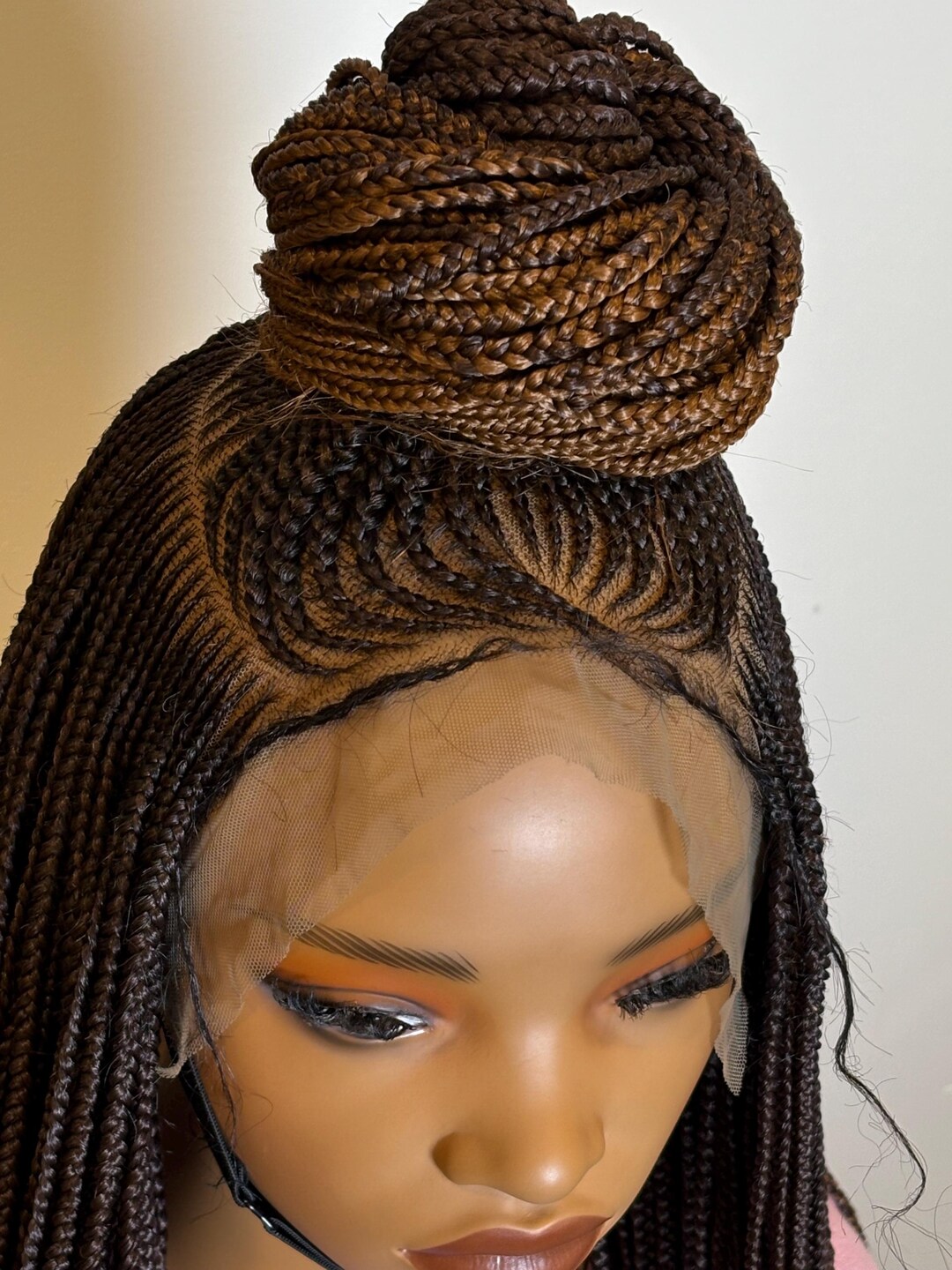 Fulani Updo Braided Wig. Brown and Blonde Frontal Unit Ready to Ship ...