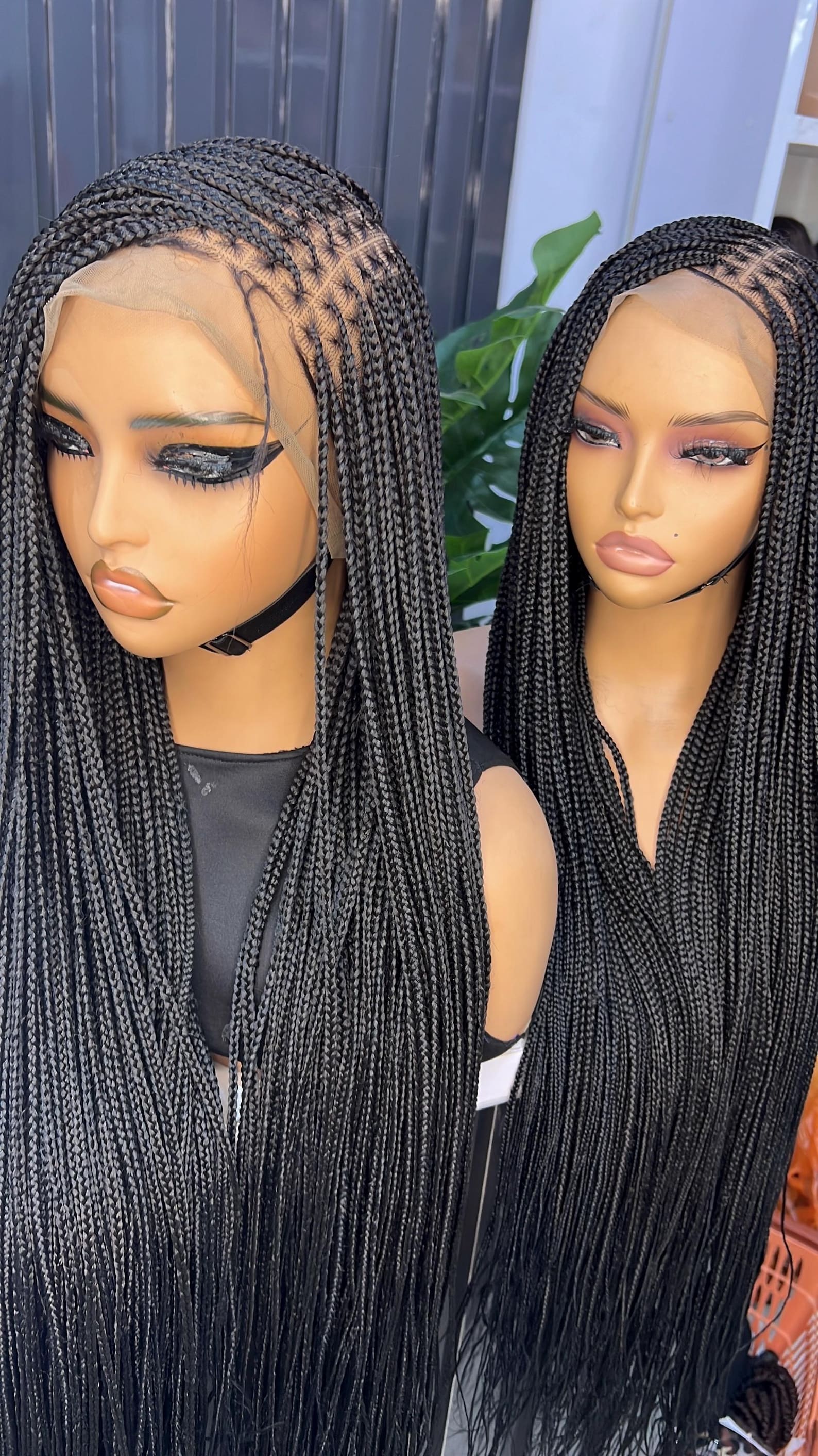 Knotless Braided Wig Black 40 Inches Long Wig Full Lace Wig Ready To