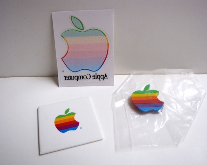 Vintage Apple Computer Rainbow Logo Magnet, Apple Computer Rainbow Logo ...